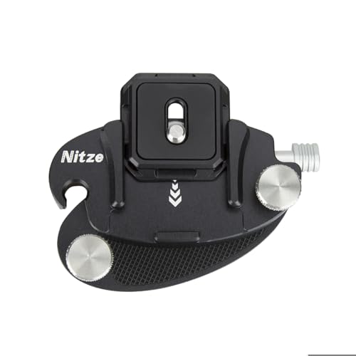 Nitze Camera Clip, Aluminum Capture Clip, Backpack Strap Camera Mount with 4-Side Mountable Arca Quick Release Plate for DSLR/Mirroless Camera, Action Camera - N58A