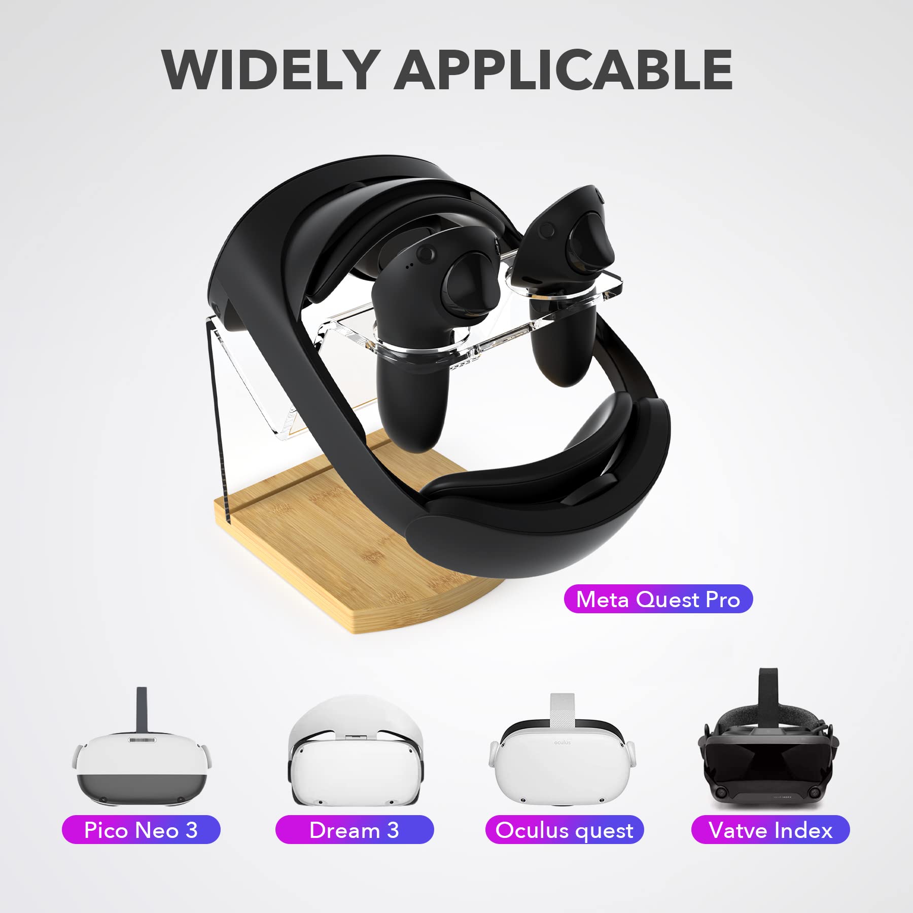 VRMASTER VR Stand Accessories Compatible with Quest Meta Quest 3 Acrlic Display Holder for Quest 2 Touch Controllers Accessories