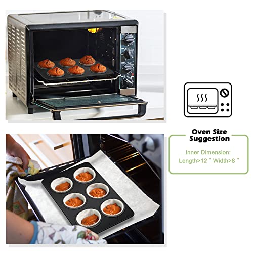 TeamFar Muffin Pan, 6 Cup Muffin Tin Cupcake Pan Tray with Nonstick Coating and Stainless Steel Core, for Home/Kitchen Baking, Healthy & Heatproof, Release Easily & Easy Clean