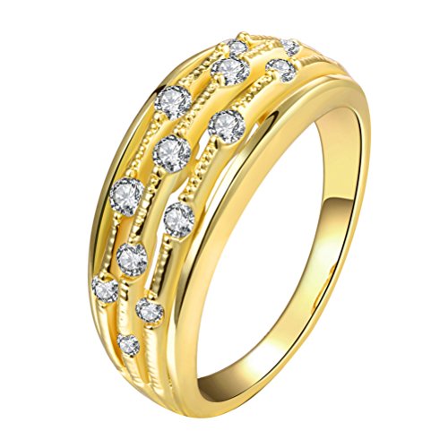 Mrsrui Women's Stacking Ring Pave Cubic Zircon Eternity Promise Ring Wedding Band 18K Gold Plated Party Wear