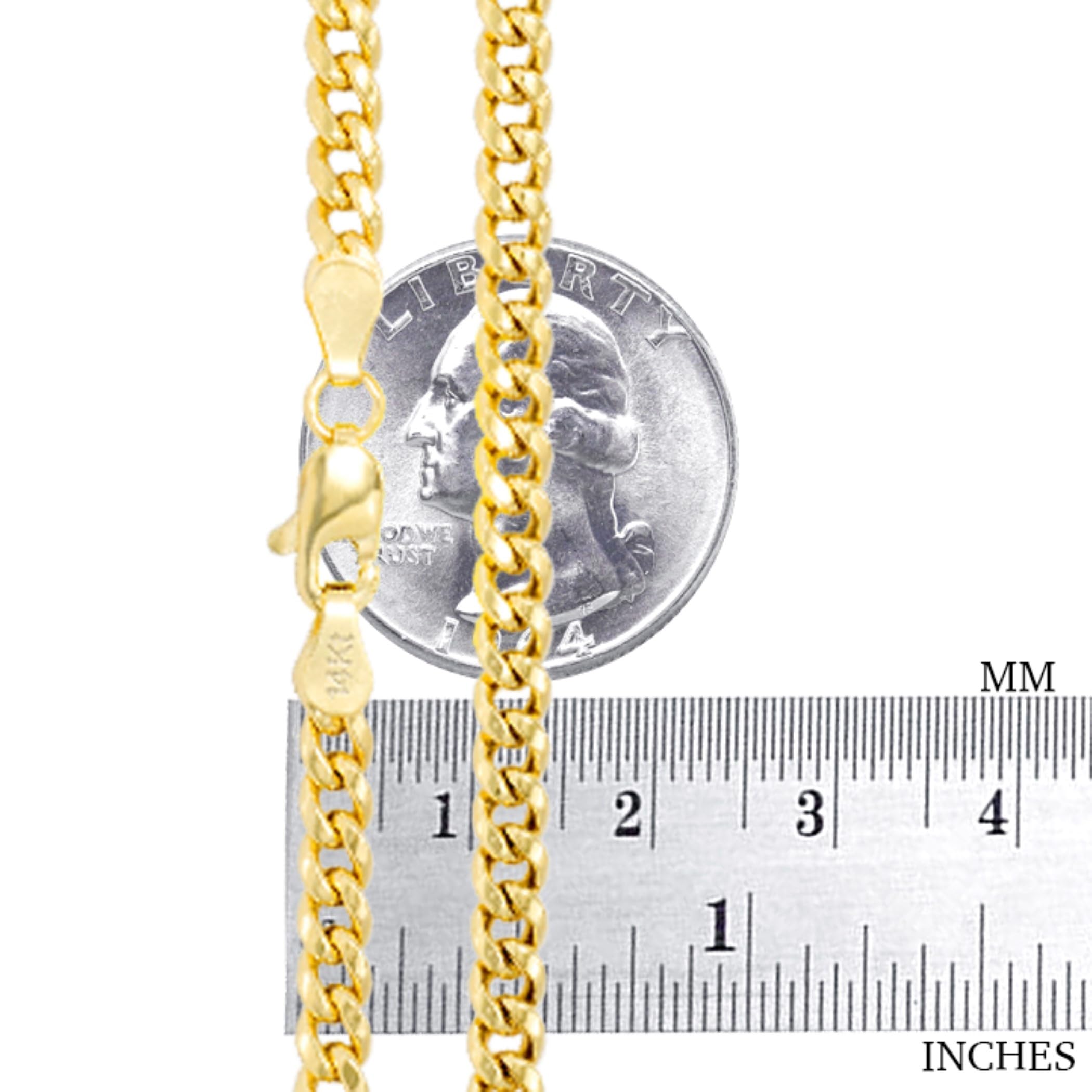 Nuragold 14k Yellow Gold 3.5mm Solid Miami Cuban Link Chain Bracelet, Mens Womens Jewelry 7" 7.5" 8" 8.5" 9"