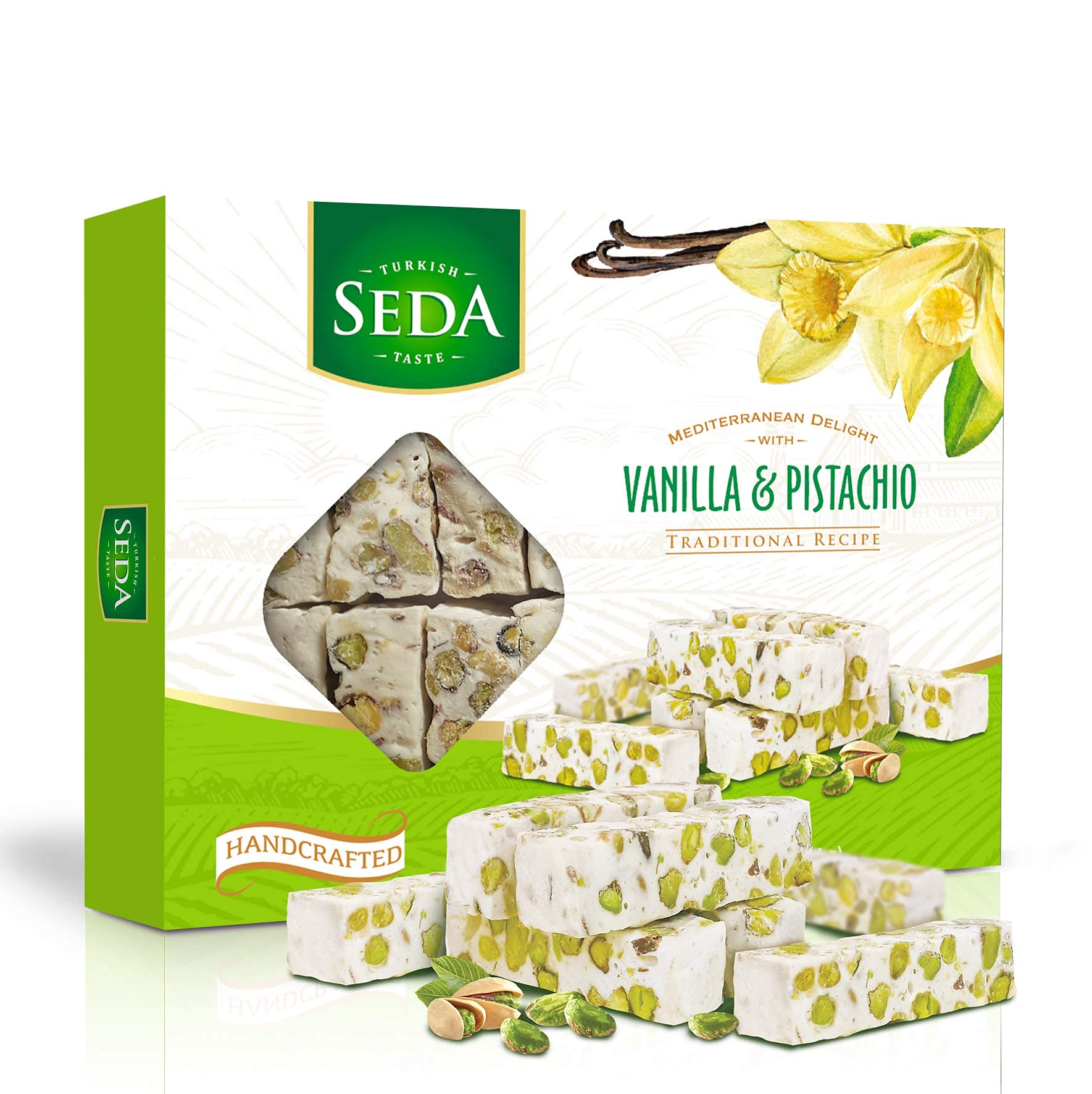 Mediterranean Delight with Vanilla & Pistachio, a special Turkish Delight (16 oz)