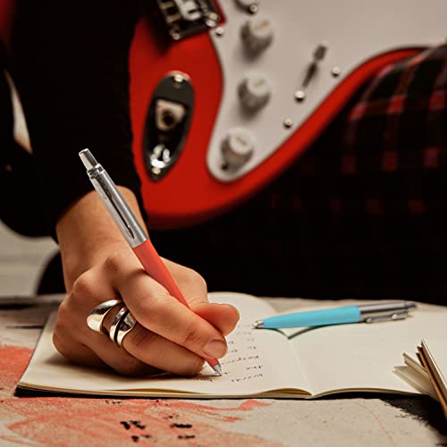 PARKER Jotter Originals Ballpoint Pens | Glam Rock Collection | Azure Blue & Vermilion | Blue Ink | 2 Count
