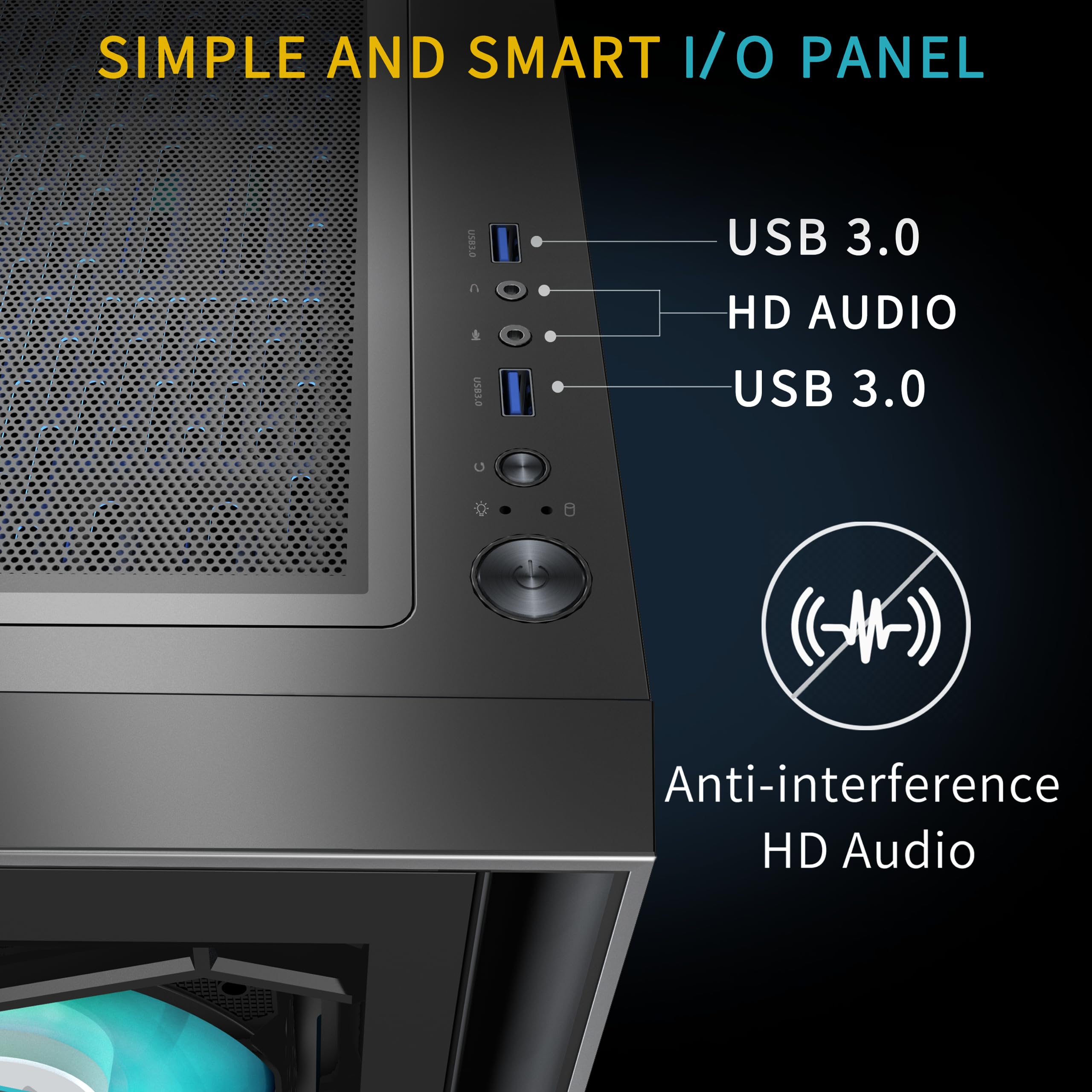 MUSETEX ATX PC Case 4 PWM ARGB Fans Pre-Installed, Mid Tower Gaming PC Case, Double Tempered Glass Tower Computer Case, USB 3.0 x 2, Black, G08