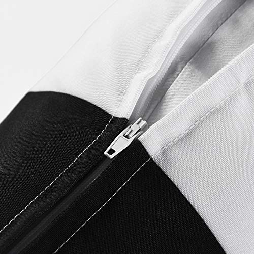 Western Home Pack of 2 Decorative Outdoor Solid Waterproof Striped Throw Pillow Covers Polyester Linen Garden Farmhouse Cushion Cases for Patio Tent Balcony Couch Sofa 12x20 inch Black