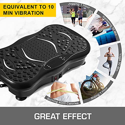 POPSPORT Black Vibration Plate Platform Full Body Exercise 350Lbs LCD 3 Levels Massage Remote Bluetooth USB Music Intelligent Watch Fitness Machine