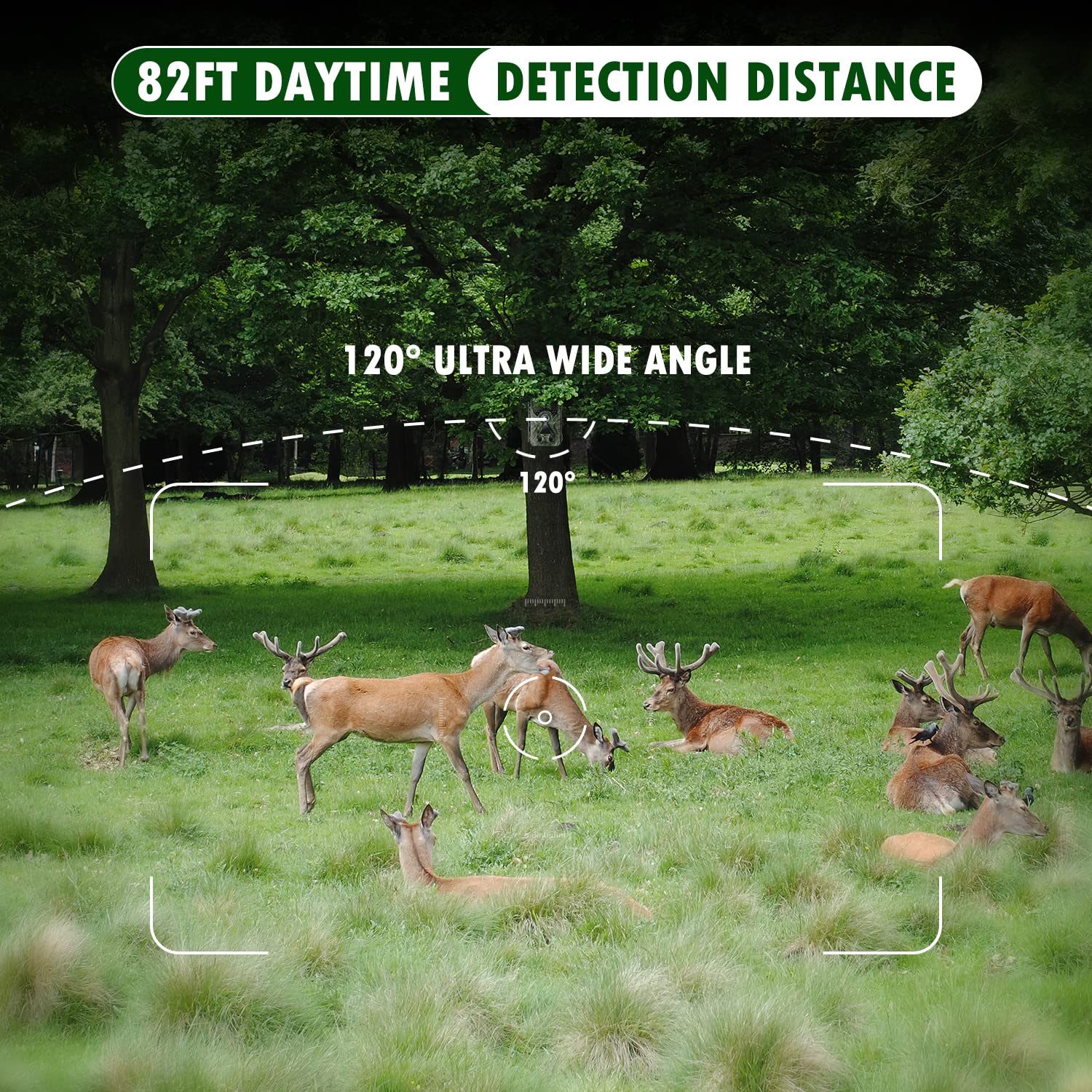 Trail Camera 1520P 20MP Hunting Camera, 0.1s Trigger Speed 940nm Nonglow Infrared Night Vision Trail Game Camera IP66 Waterproof 82ft 120° Wide Angle Detection Range Trail Cam for Wildlife Monitoring
