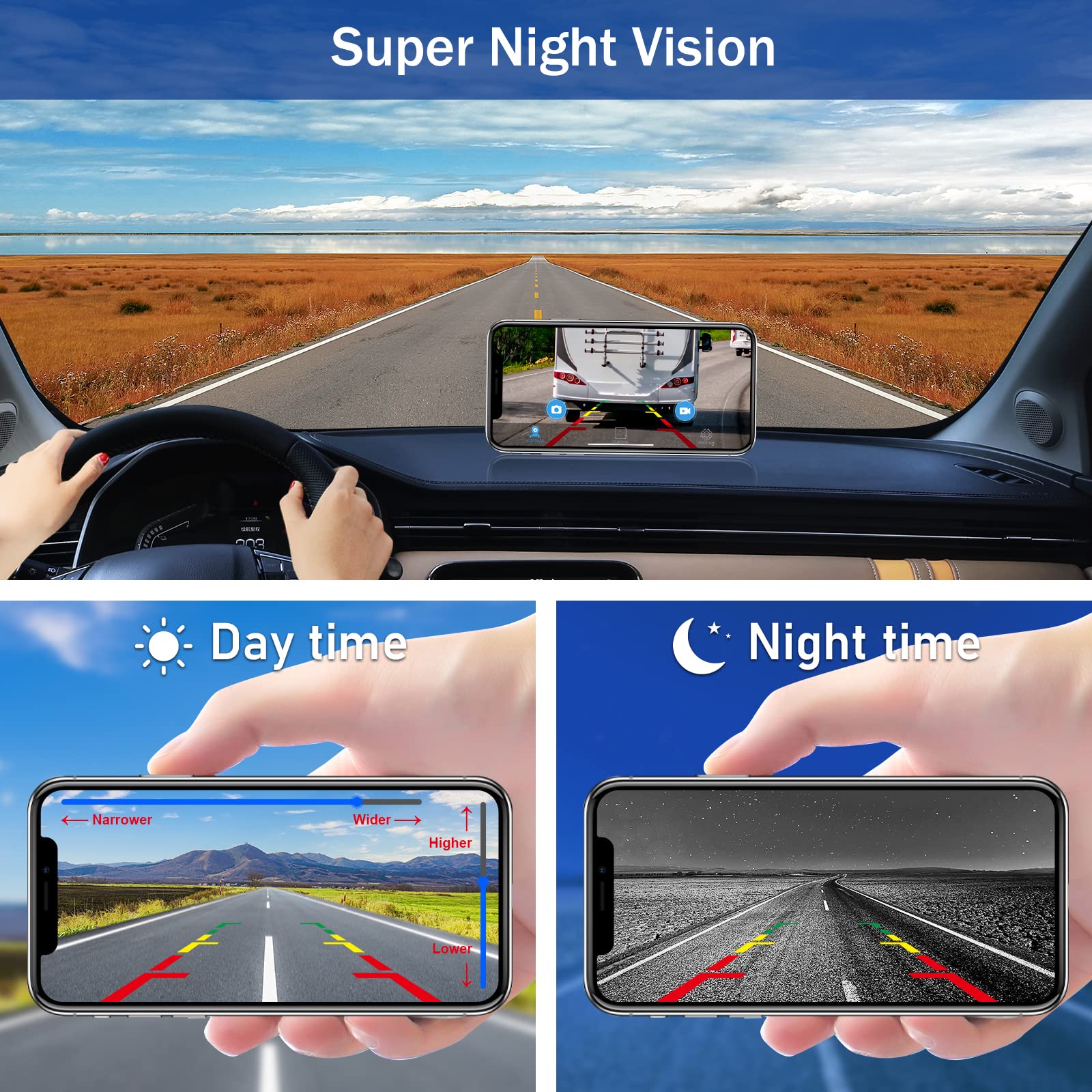Magnetic Wireless Backup Camera, NILOGHAP Rechargeable Easy Hitching of Truck Trailer Hitch Fifth Wheels RV Camper Rear View Reverse Camera Super Night Vision HD 1080P for iPhone iPad Android