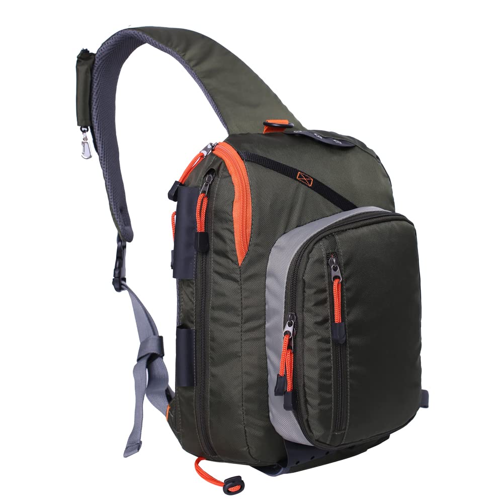 Raprance Fly Fishing Sling Pack Chest Bag Fishing Tackle Storage Shoulder Bag (Black)