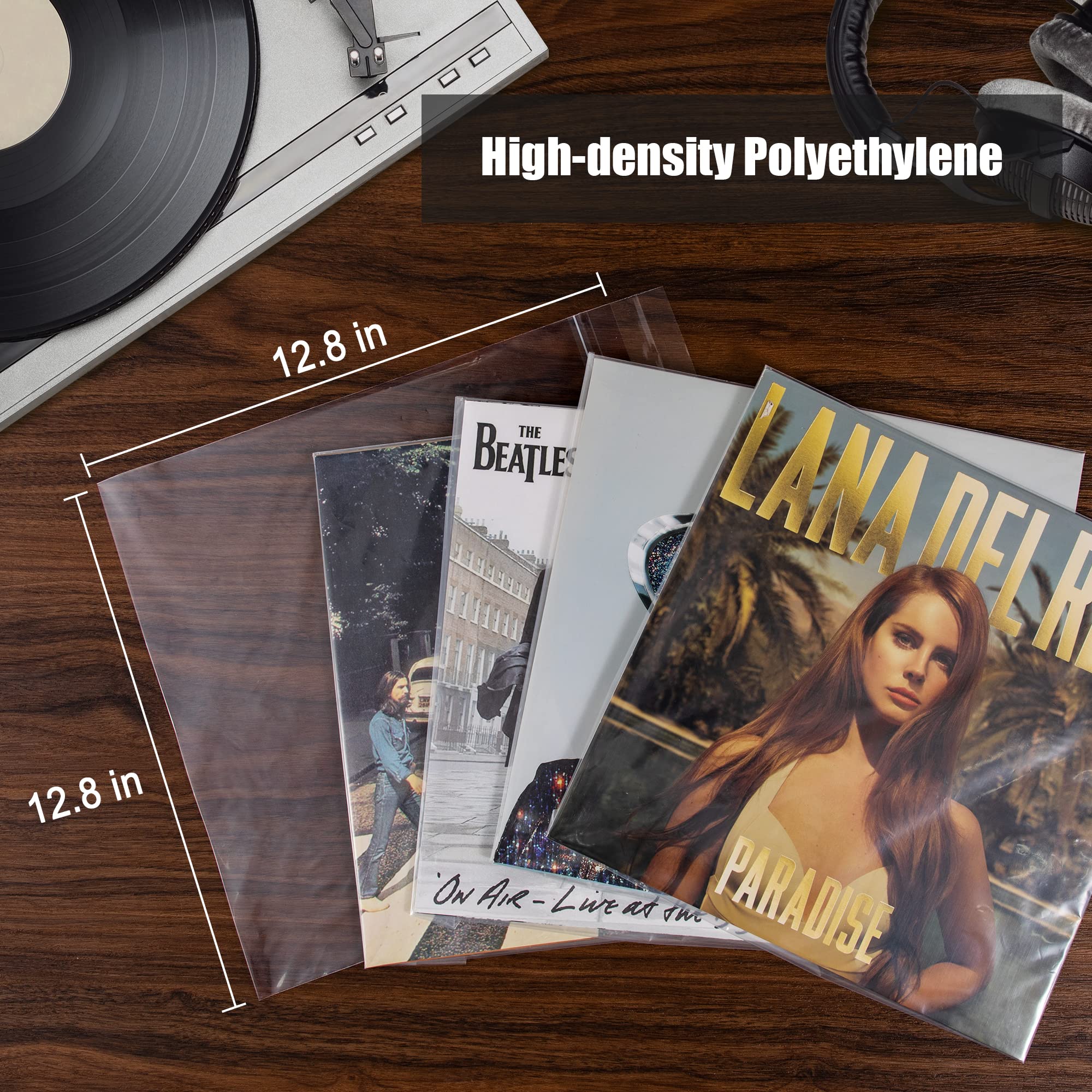 MyLifeUNIT Vinyl Record Sleeves, Record Sleeves Outer for Single & Double LP Album Covers 12.8" x 12.8" (100 PCS)