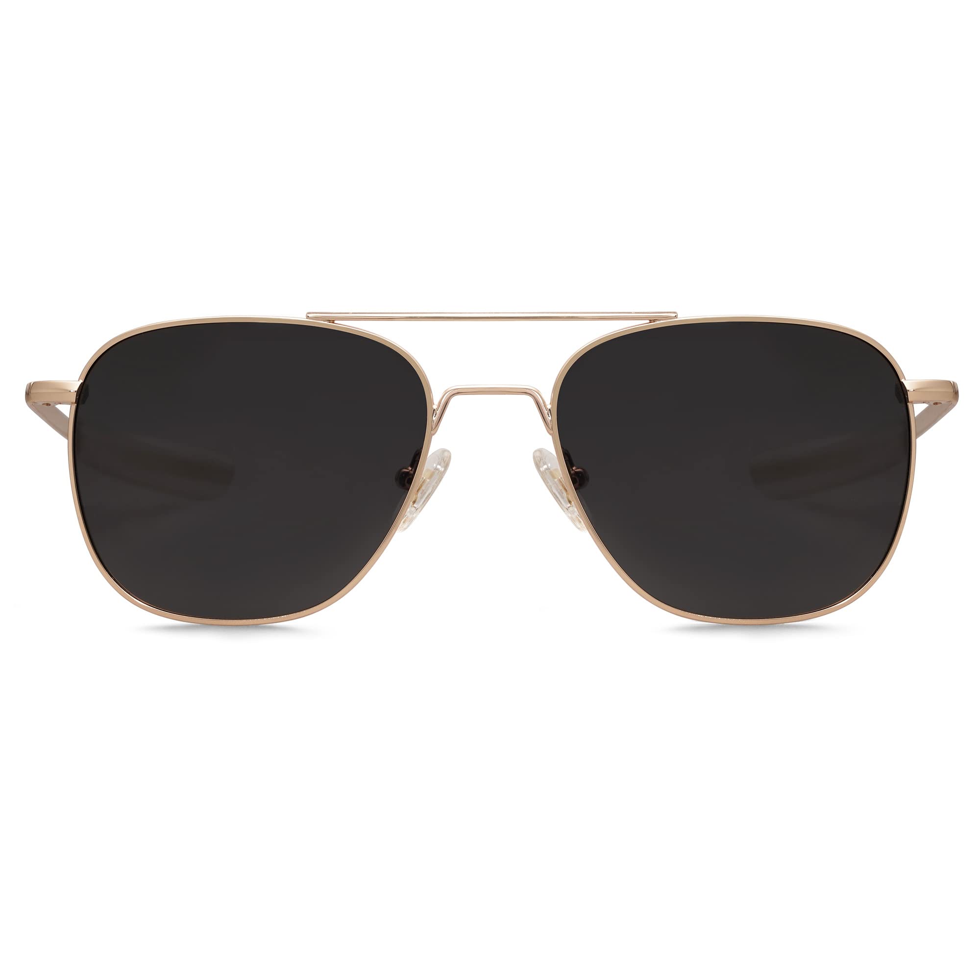 SOJOS Small Polarized Aviator Sunglasses for Men Women Classic Double Bridge Square Aviators SJ1179, Bright Gold/Grey