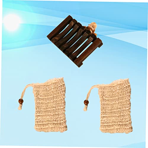 PARREN Soap Dish 1 Set Wood Soap Rack Exfoliating Bag Soap Holder Bubble Foam Net Towel Sets Bath Accessories Set Bath Tray Soap Bag Bubble Making Net Soap Dish Protective Bag Soap Box Travel Mesh/Pic