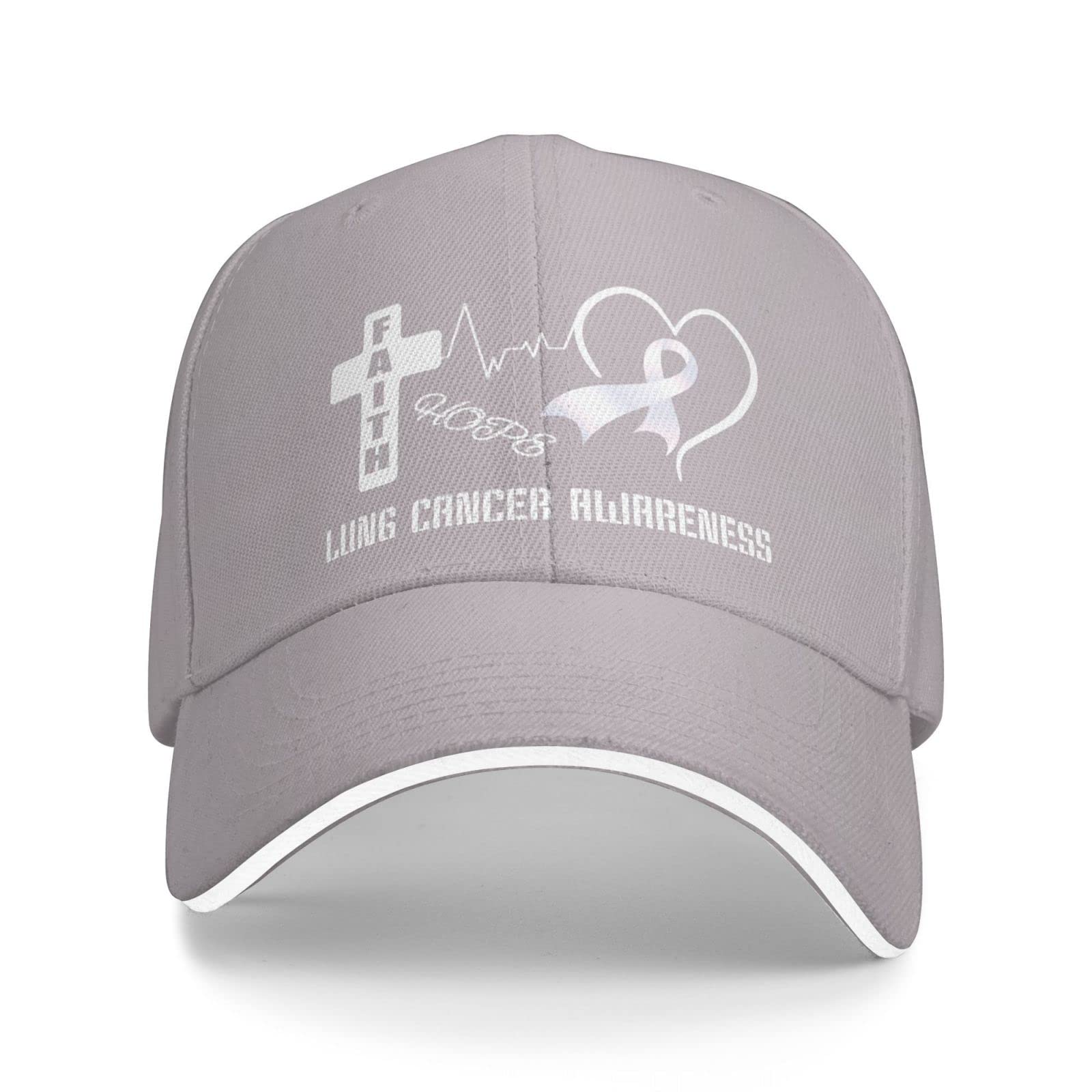 Relaxlama Lung Cancer Awareness Trucker Hat Baseball Cap Adjustable Washed Dad Hat for Men Women Gray
