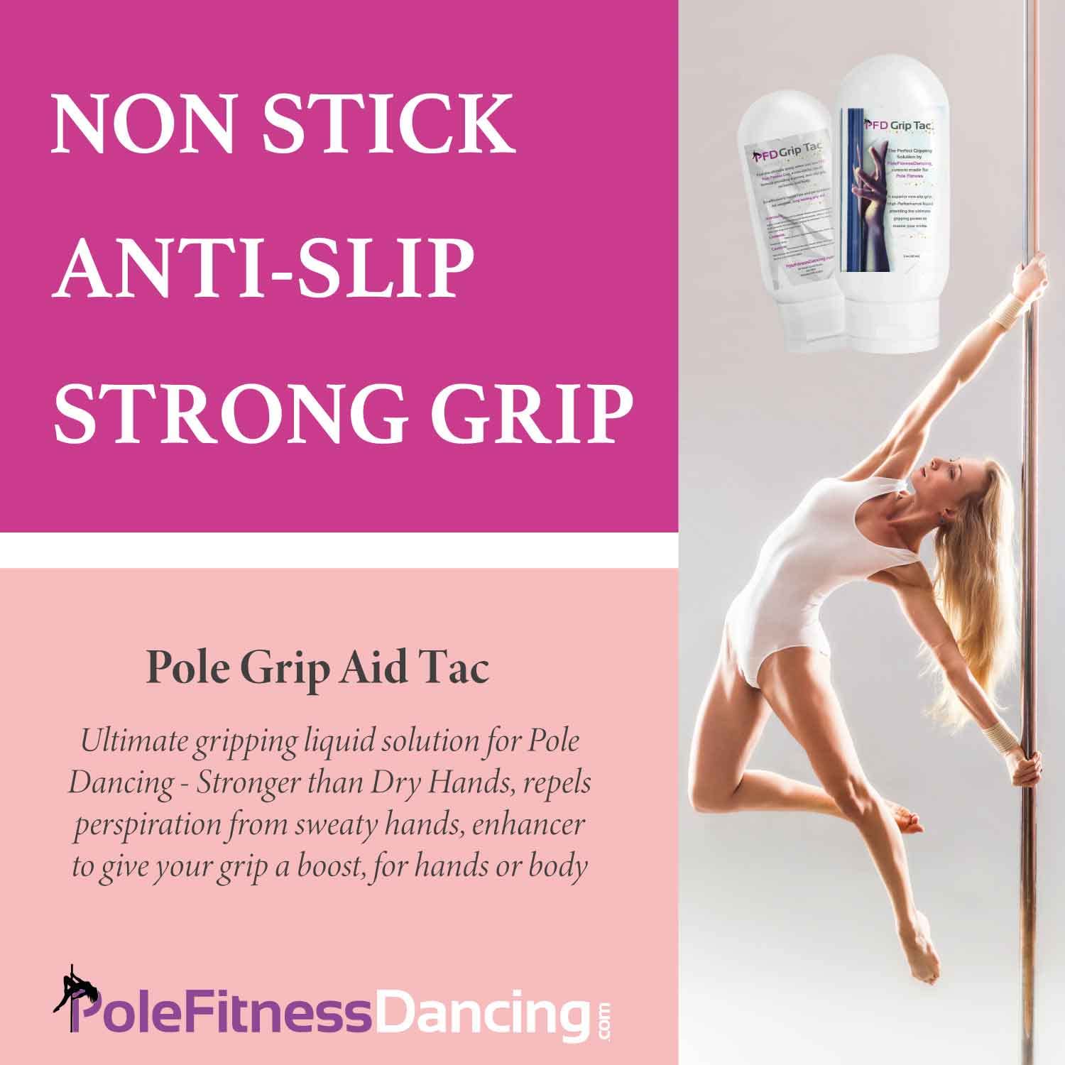 PFD Grip Tac - Pole Grip Aid Tac – Ultimate gripping Liquid Solution for Pole Dancing - Stronger Than Dry Hands, Repels Perspiration from Sweaty Hands, Enhancer to give Your Grip a Boost (2, Ounces)