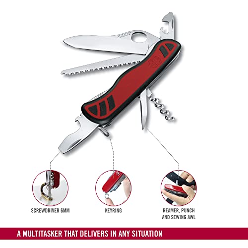 Victorinox Forester M Grip Swiss Army Pocket Knife, Large, Multi Tool, 10 Functions, Wood Saw, Red