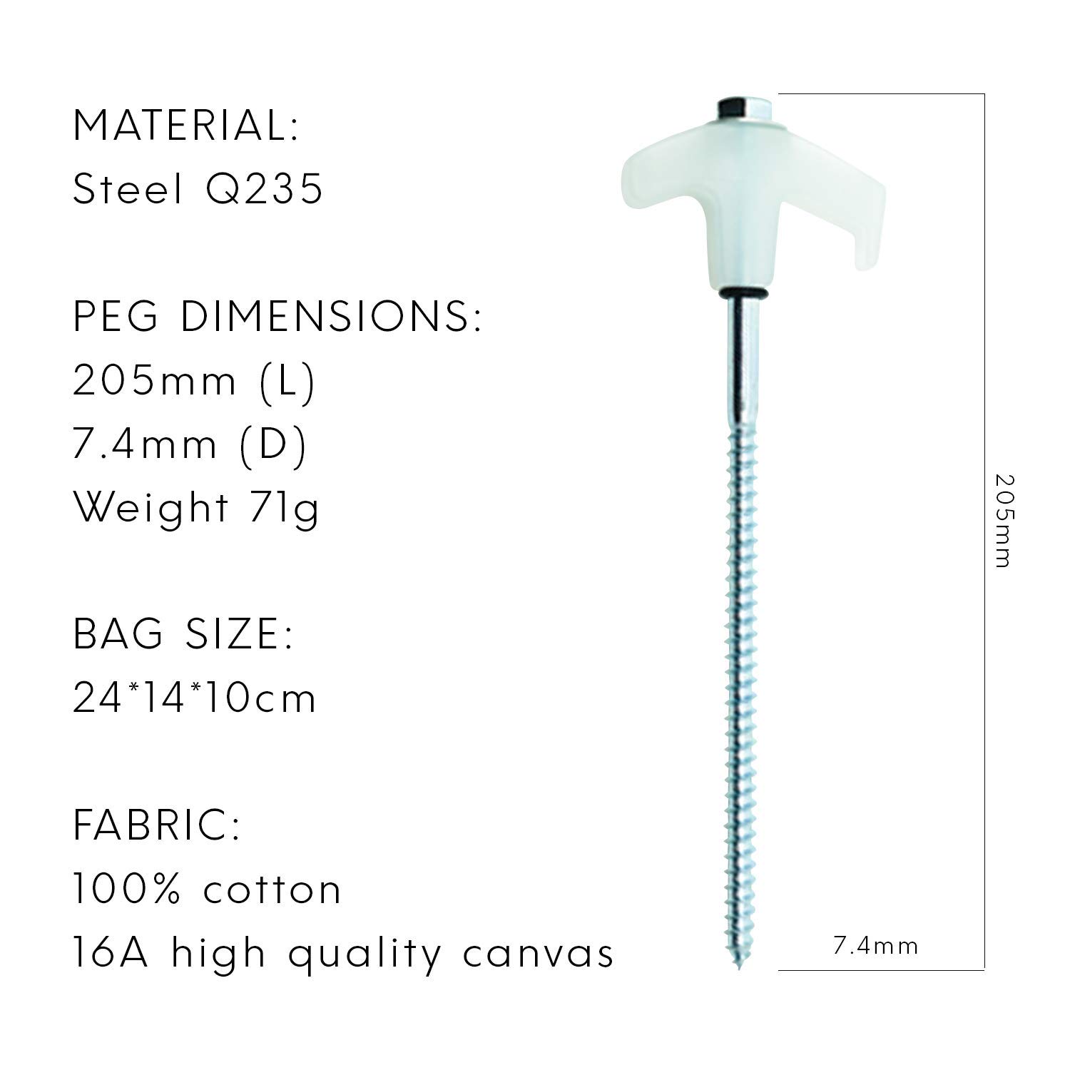 Outback Element® - 15 Tent Stakes Heavy Duty with Glow in The Dark Heads + Bonus Canvas Carry Pouch and Hex Drill Bit