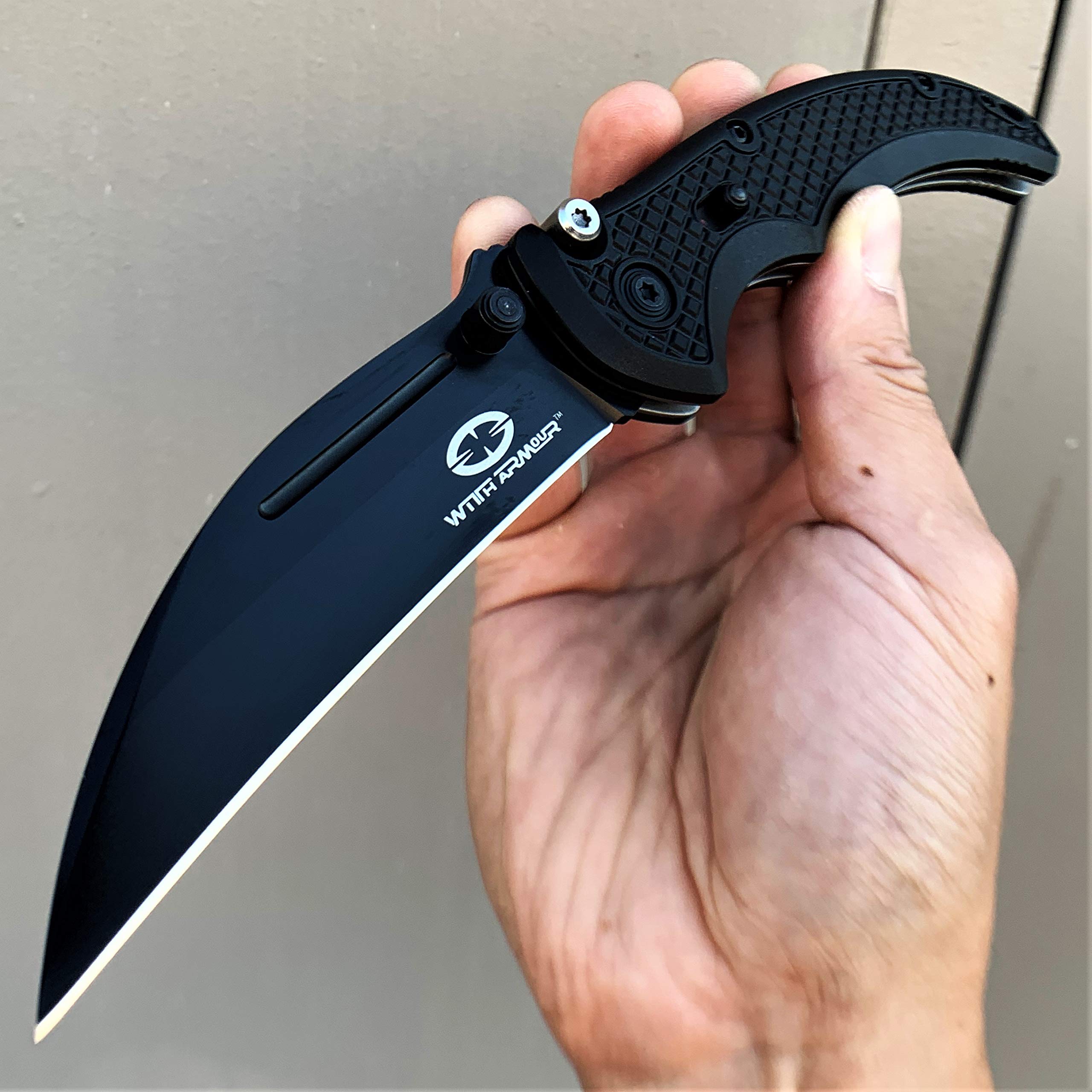 Pocket Knife Camping Accessories Survival Kit 8" Tactical Knife Black Oxide 440 Stainless Steel Blade Using a Modified Lock Back And Safety Lock Design Hunting Knife Camping Gear 79774