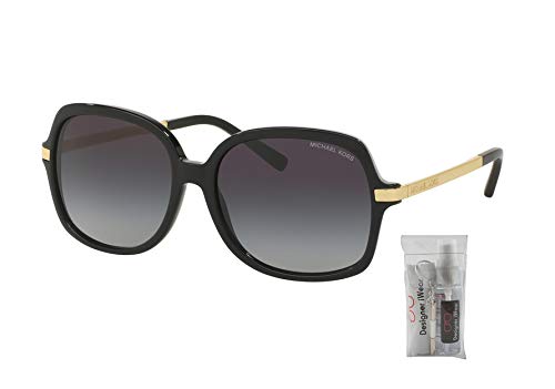 Michael Kors MK2024 ADRIANNA II Square Sunglasses For Women + BUNDLE With Designer iWear Eyewear Kit (Black/Light Grey Gradient, 57)