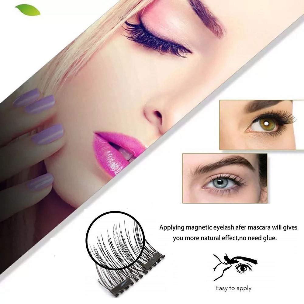 No Glue Dual Magnetic Eyelashes 0.2mm Ultra Thin Magnet Lightweight & Easy to Wear Best 3D Reusable Lashes Extensions (2 pairs with Tweezers) (black2)