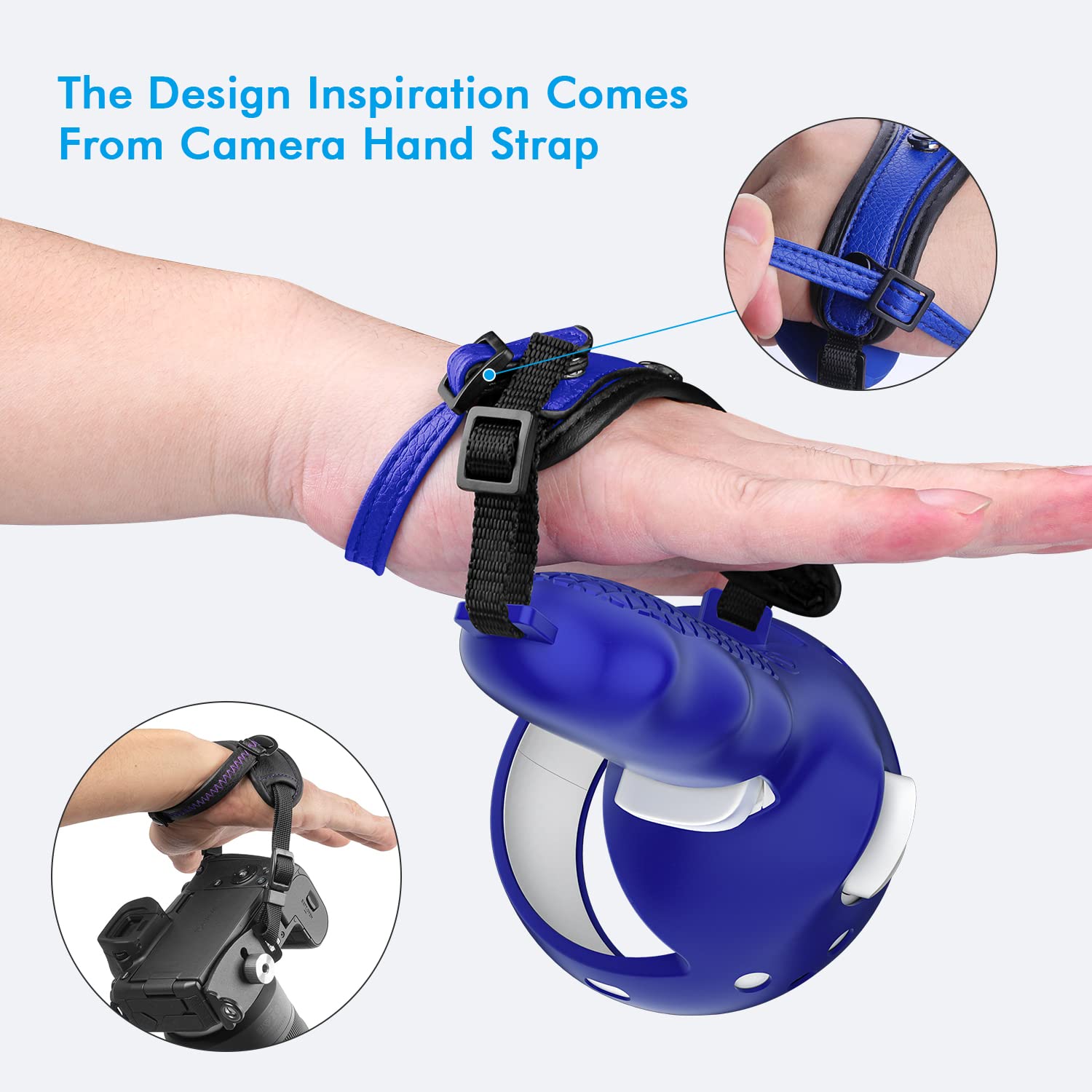 Relohas Accessories Set Oculus Quest 2, Touch Controller Grip Cover, Front Face Protector Cover, Silicone Face Cover with Lens Protective Cover, Protect Your VR in All Aspects(4PCS, Navy-Blue)