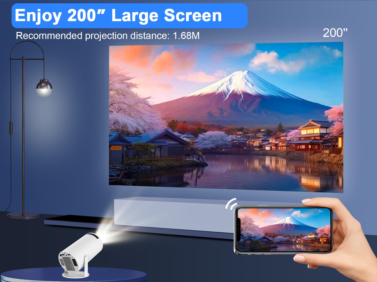 Mini Projector, Magcubic HY300 Auto Keystone Correction Portable Projector, 4K/ 200 ANSI Smart Projector with 2.4/5G WiFi, BT 5.0, 130 Inch Screen, 180 Degree Flip, Round Design, Home Video Projector