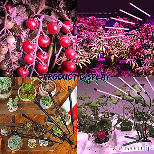 WEDCOL Grow Lights for Indoor Plants Red Blue Spectrum Plant Grow Light Adjustable Gooseneck 135 LED Grow Lamp with 3/9/12H Timer, 10 Dimmable Levels & 3 Switch Modes