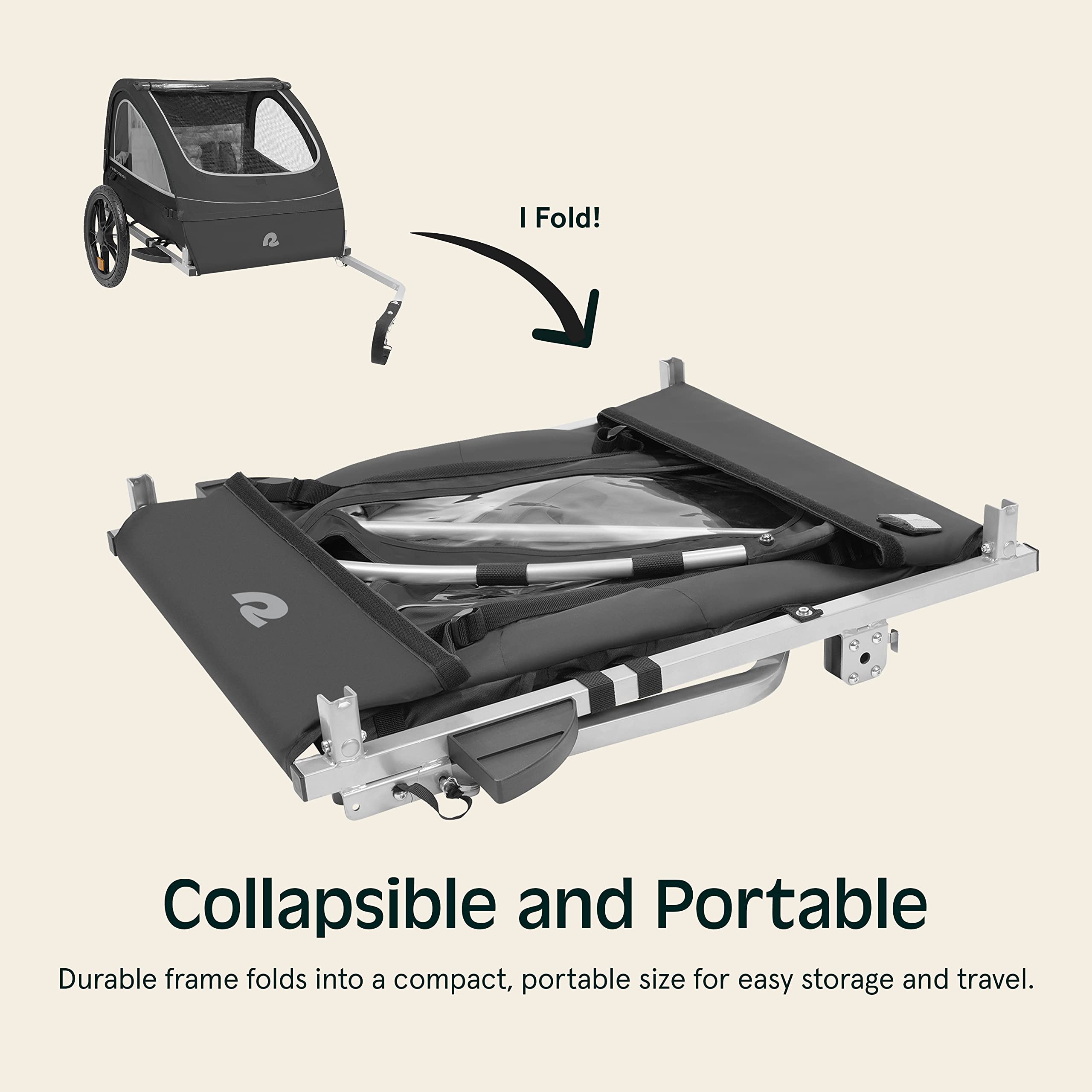 Retrospec Rover Kids Bicycle Trailer - Single & Double Passenger Childrenās Foldable/Collapsible Tow Behind Bike Trailer with 16" Wheels, Safety Reflectors & Rear Storage Compartment - Black