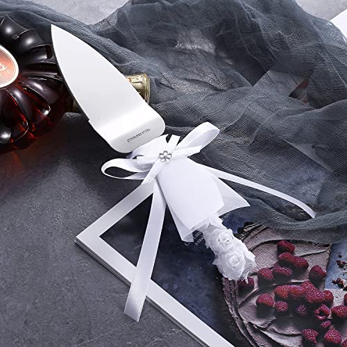 TANG SONG Rustic Wedding Cake Knife and Serving Set Bride & Groom Feature Wedding Cake Knife & Server Set (Set of 2)