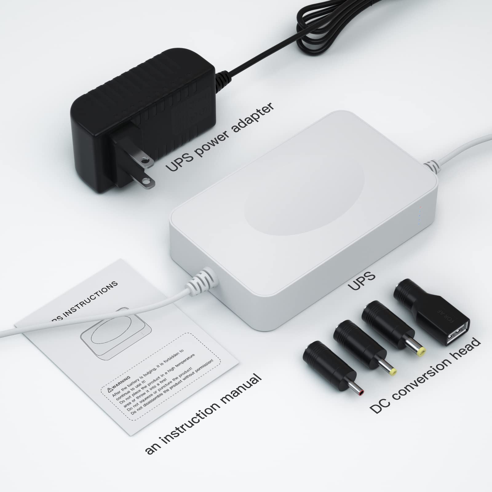 Mini UPS Battery Backup with 4 DC Output Interface, DC 12V/2A 9000mAh Home Router UPS, Rechargeable Battery Backup for LED Light Strip, CCTV Camera, Router, UPS Battery Backup & Surge Protaector