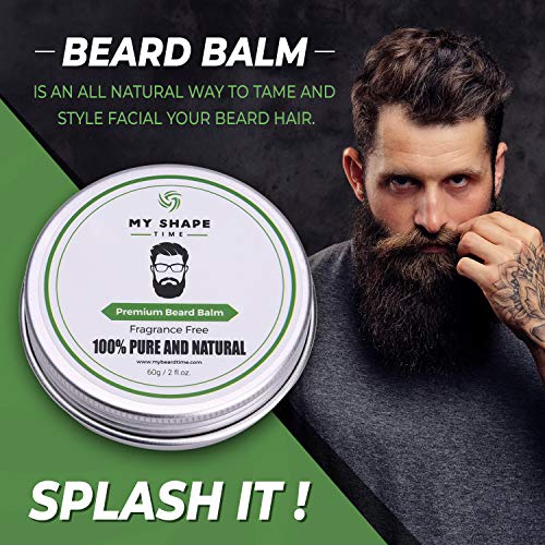 Myshape Time Beard Balm For Men Leave-in Conditioner Natural ingredients Beard & Mustache Moisturizer Balm for Men Grooming - Beard Softener Gives shine, Strength and Smooth Shape to Any Beard Style
