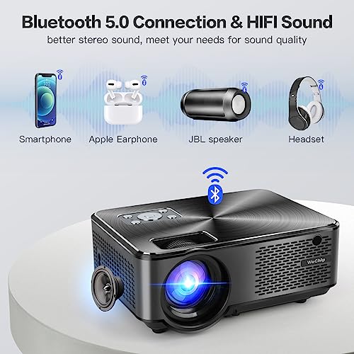 Mini Projector,WeChip 8500L Full HD Native 4K Bluetooth Projector, 300'' Large Screen LED Bluetooth Projector (1080P)
