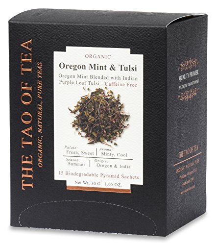 The Tao of Tea Oregon Mint & Tulsi Box Pyramid Sachets, 15 Pyramid Sachets