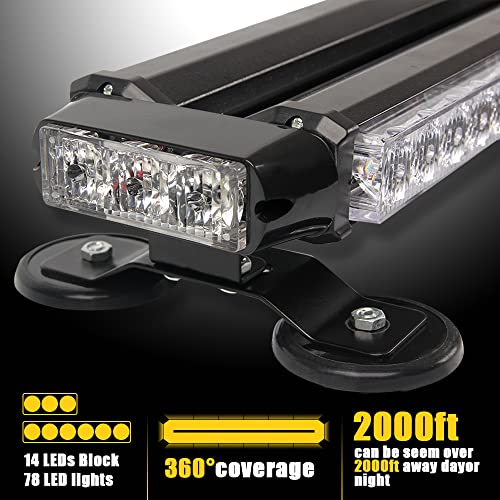 NO. 32 38.5" 78 LED Emergency Strobe Light Bar Double Side Flashing High Intensity Emergency Hazard Warning Flash Strobe Light with Magnetic Base for Safety Construction Vehicles Tow Trucks