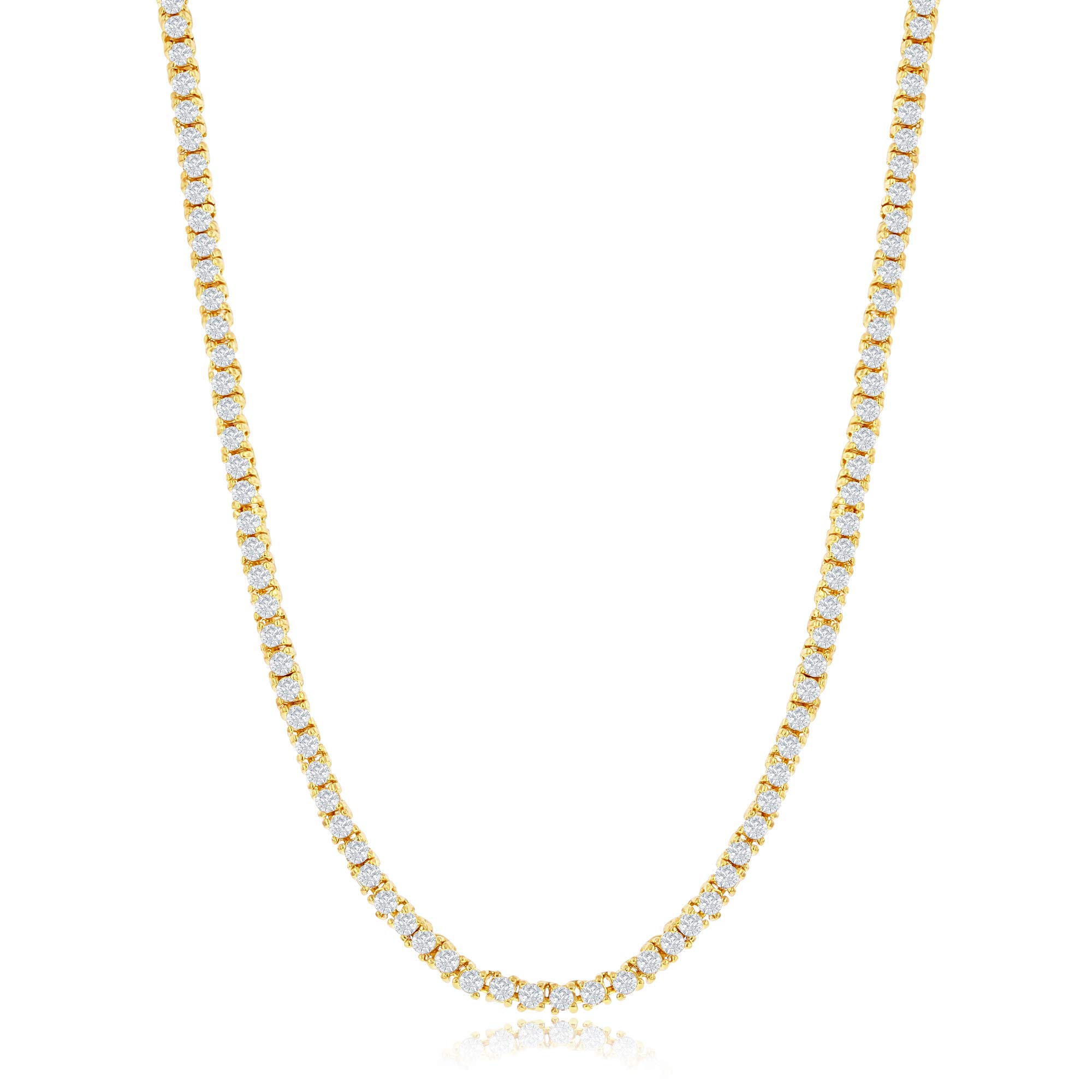 NYC Sterling Women's Magnificent 2mm Round Cubic Zirconia Tennis Necklace (Silver, 16)