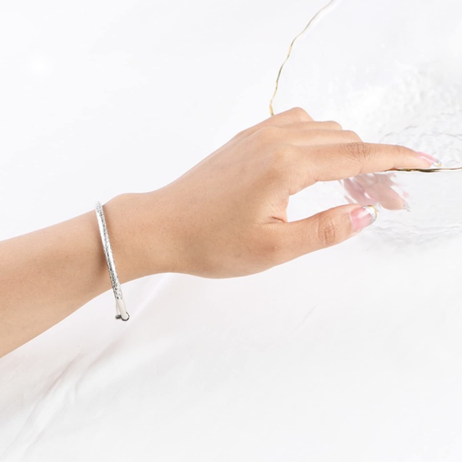 Solid 999 Sterling Silver Hammered Bangle, Customized Hammered Bracelet- Christmas Gift for Mom, Women, Sister, Girlfriend, Her ,Best Friend