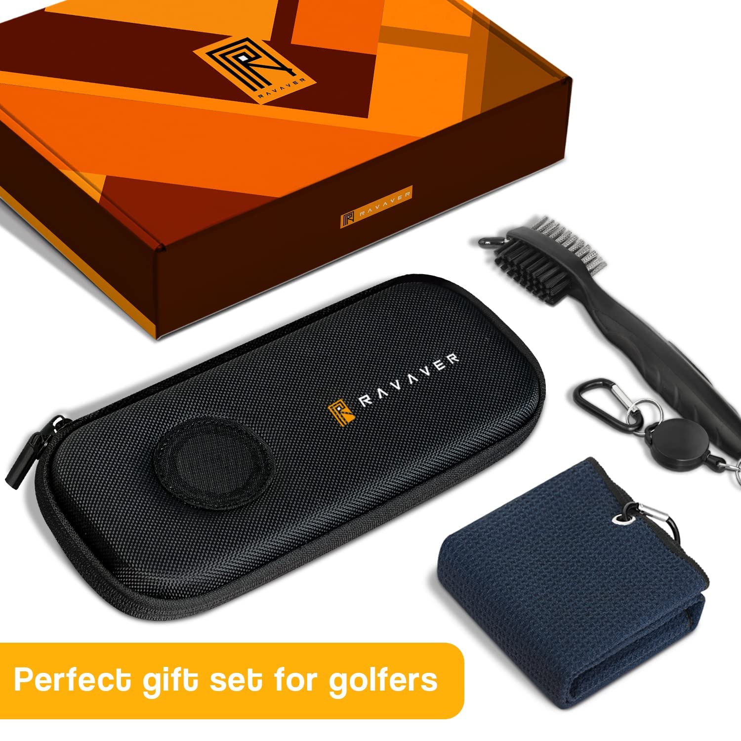 Ravaver Golf Accessories| Golf Gloves Holder Case| Golf Club Brush| Golf Towel| Golf Gifts for Men Women
