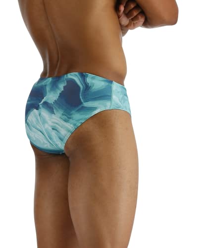 TYR Men's Standard Durafast Elite Racer Brief Swimsuit, Mezio Teal, 28