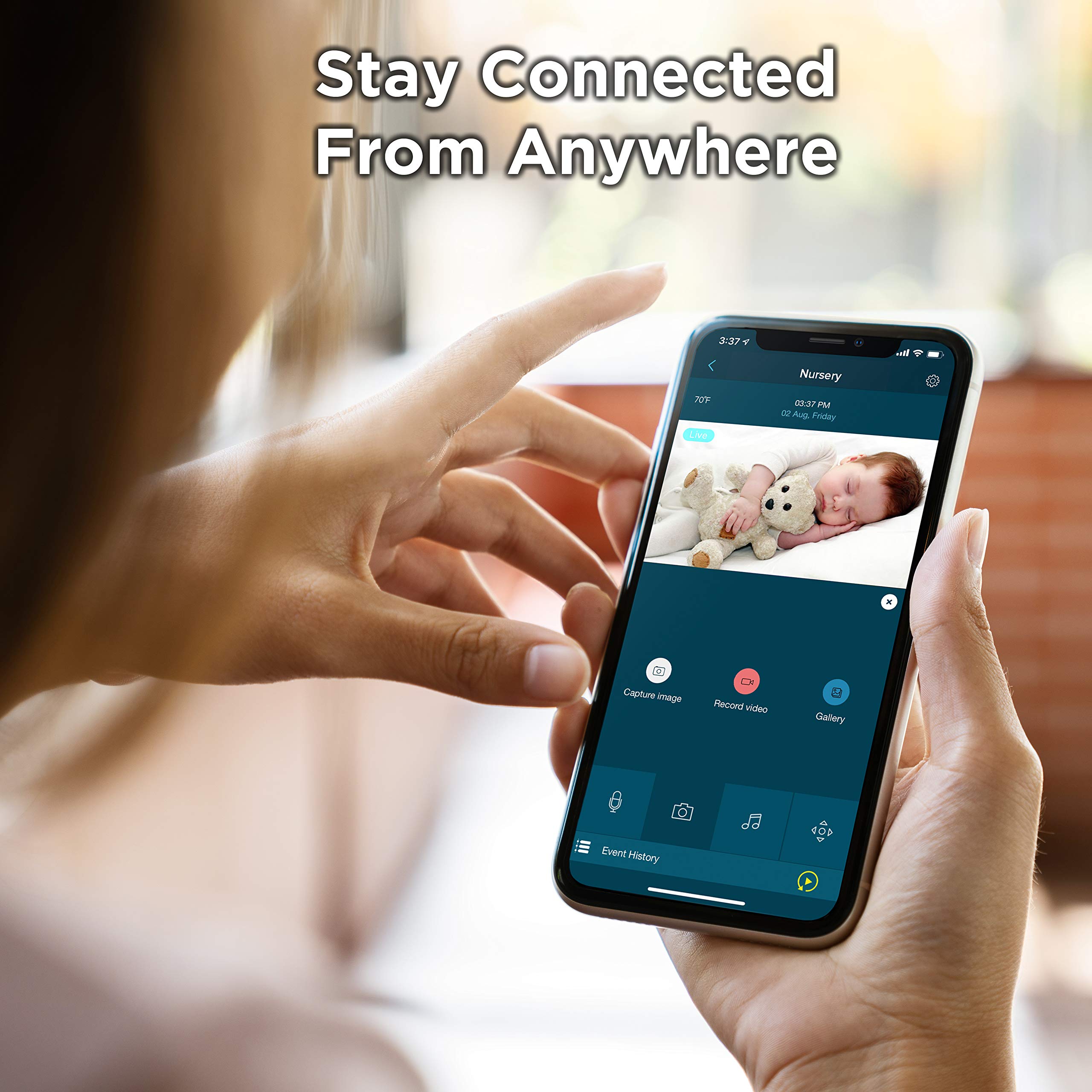 Motorola Connect85-2 Video Baby Monitor β 5β Parent Unit and WiFi HD Viewing β Two Cameras with Mood Light, Remote Pan Scan, Digital Tilt/Zoom, 2-Way Talk, Night Vision, Temp Sensor