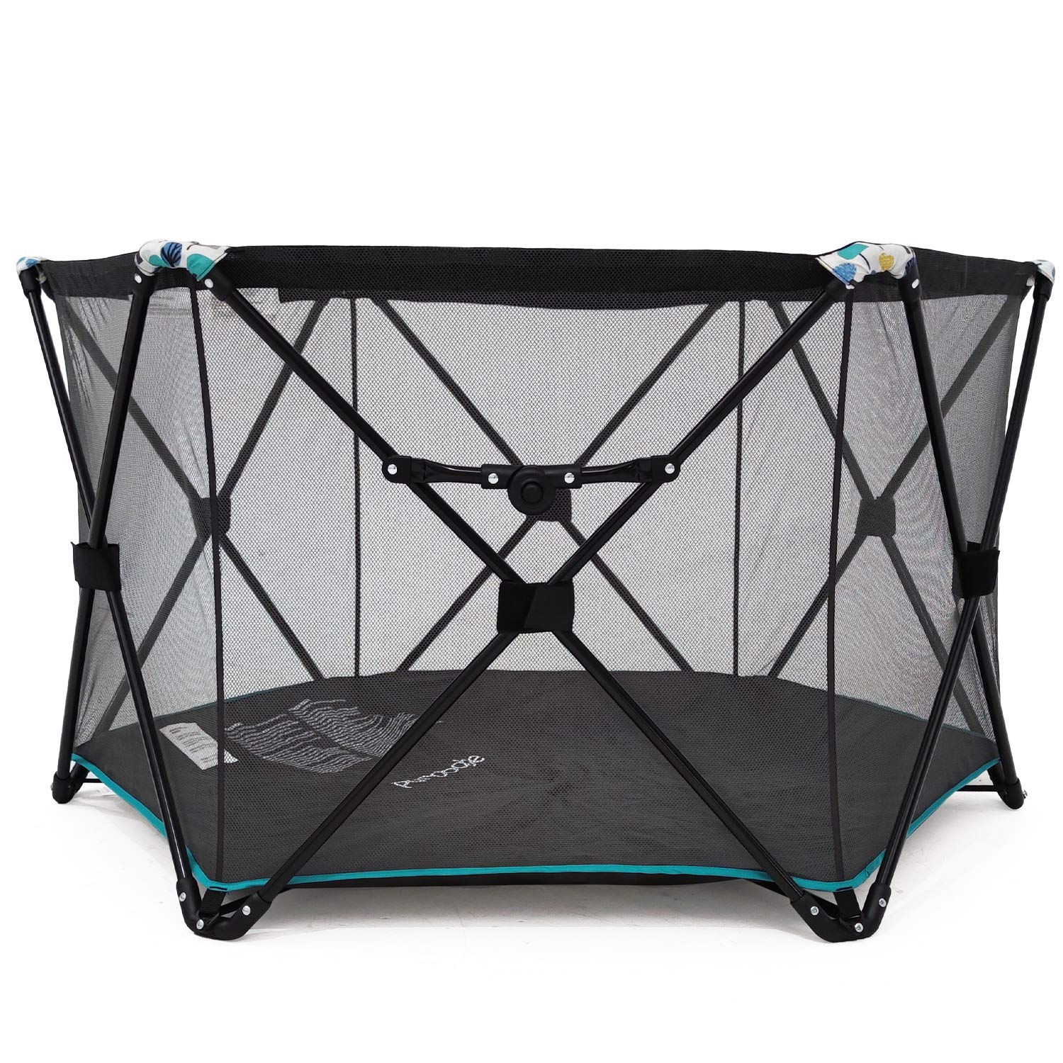 Pamo Babe Portable Baby Playpen, Outdoor Playard Playpen for Babies Indoor and Outdoor Use, Easy and Compact Fold with Carrying Case (Grey)