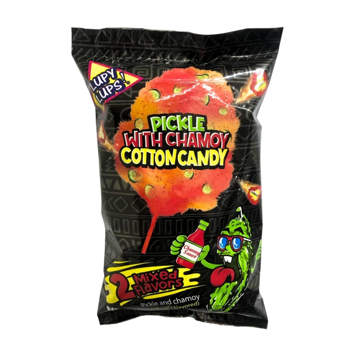 Lupy Lups! Cotton Candy Pickle with Chili Chamoy- Family Size 5 oz - Drinks Topper - Margaritas Cocktails- Party Piñata