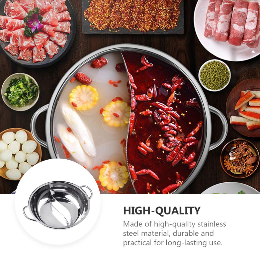 UPKOCH Stainless Steel Shabu Hot Pot Divided Hot Pot Pan Dual Sided Soup Cookware Cooking Pot with Divider for Induction Cooktop Gas Stove