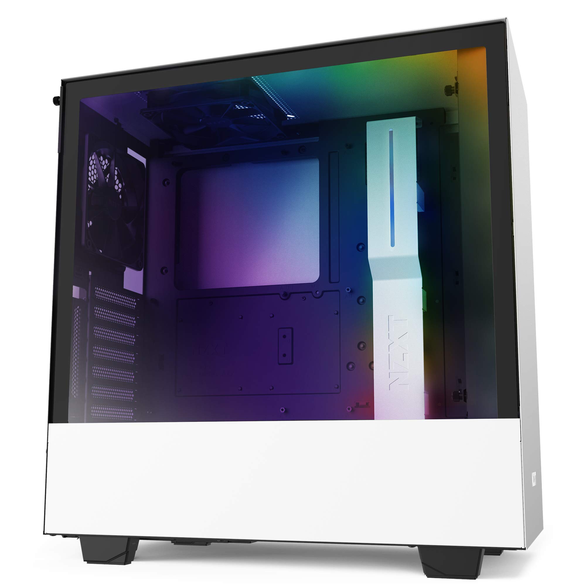 NZXT H510i - Compact ATX Mid -Tower PC Gaming Case - Front I/O USB Type-C Port - Vertical GPU Mount - Tempered Glass Side Panel - Integrated RGB Lighting - Water-Cooling Ready - White/Black