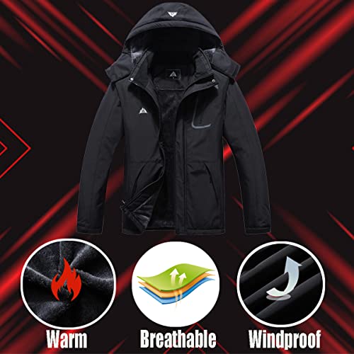 MOERDENG Women's Plus Size Warm Winter Coat Hooded Waterproof Ski Jacket Mountain Windbreaker Coats