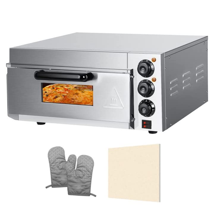 Pizza Oven Countertop Indoor 23'' Stainless Steel Commercial Pizza Oven Single Layer Deck Deluxe Pizza Maker Multipurpose Snack Oven for Restaurant Kitchen Home