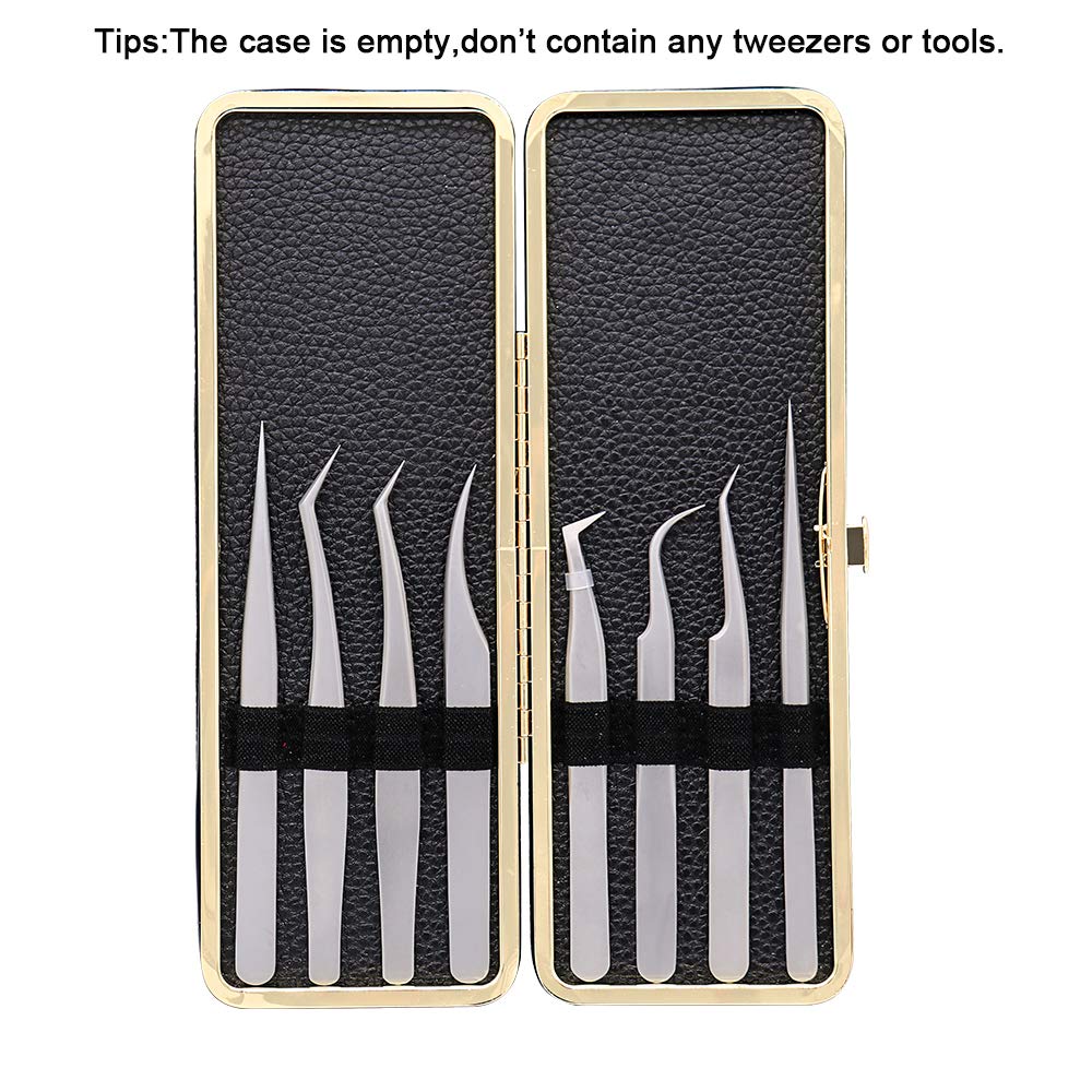 Ms.Queen Tweezers Case for Eyelash Extension,Scissors Lash Brush Eyebrow Razors and Tweezers Kit Premium Empty PU Storage Bag