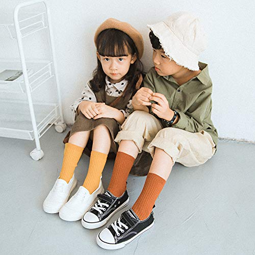MINI PANDA Boys Socks Crew Socks for Girls 4-6 Years 6-8 Years 8-10 Years 12 Pairs (multicolor-B, 7-9 Years)