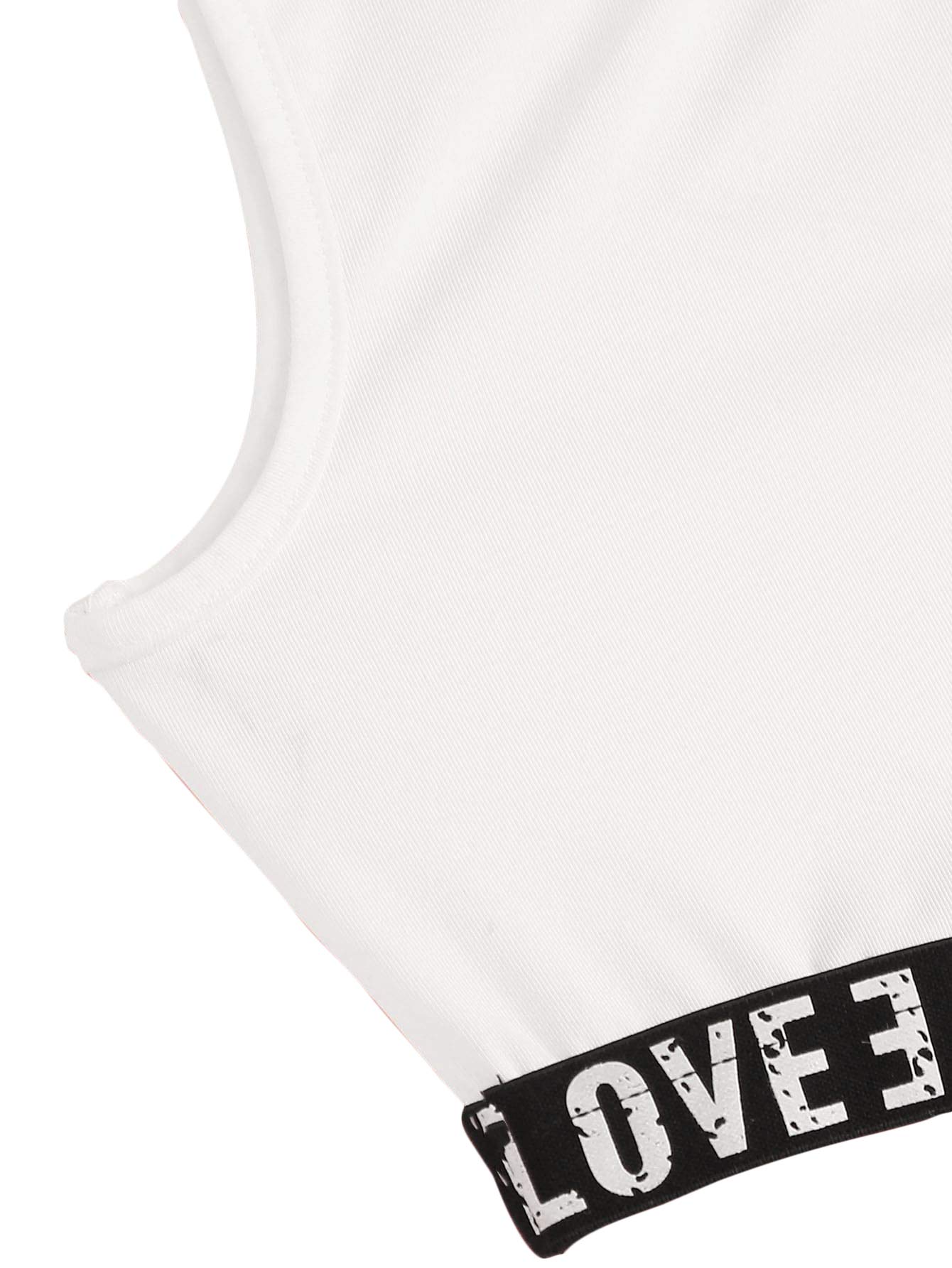 Romwe Gril's Kids Crop Tank Top with Leggings Tracksuit Gymnastic Workout 2 Piece Outfit Black White 11-12Y