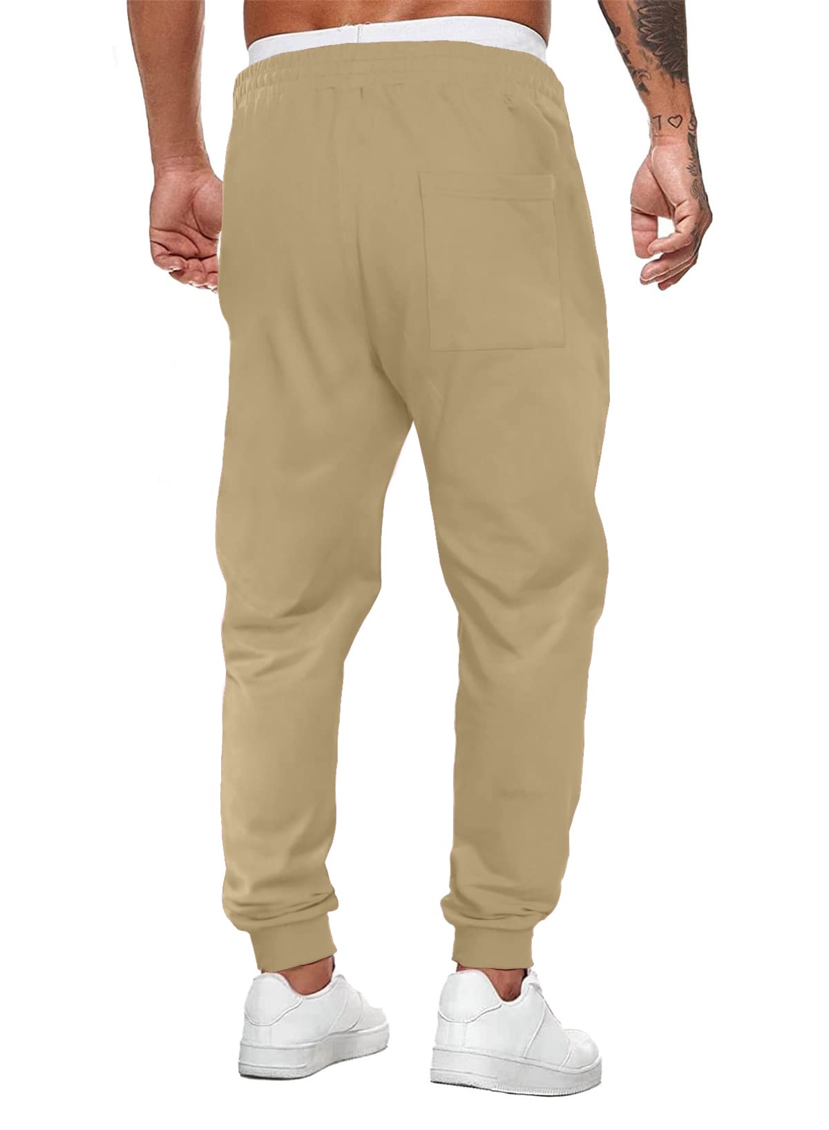 Renaowin Mens Sweatpants Causal Fit Tapered Track Pants with Pockets Athletic Joggers for Men Workout, Running, Gym Khaki US 38(XL)