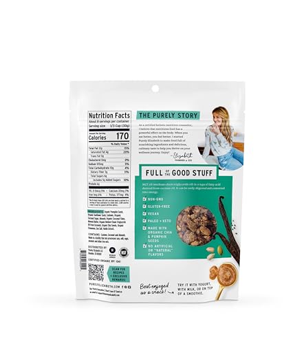 Purely Elizabeth, Vanilla Almond Butter, Keto Granola with MCT Oil, Grain-Free (3 Ct, 8oz Bags)