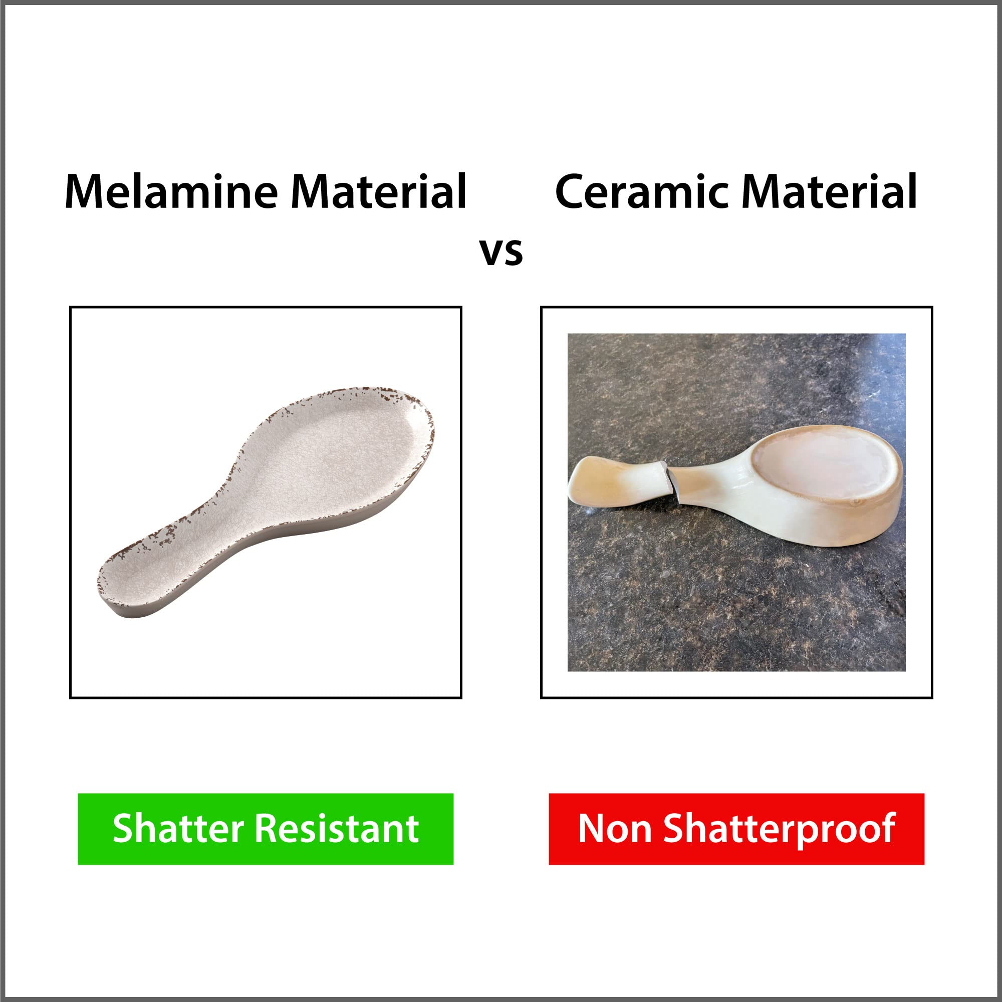 UPware Melamine Spoon Rest Spoon Holder Kitchen Utensil Holders 9.625 Inch for Kitchen Counter Dining Table (Crackle Cream)